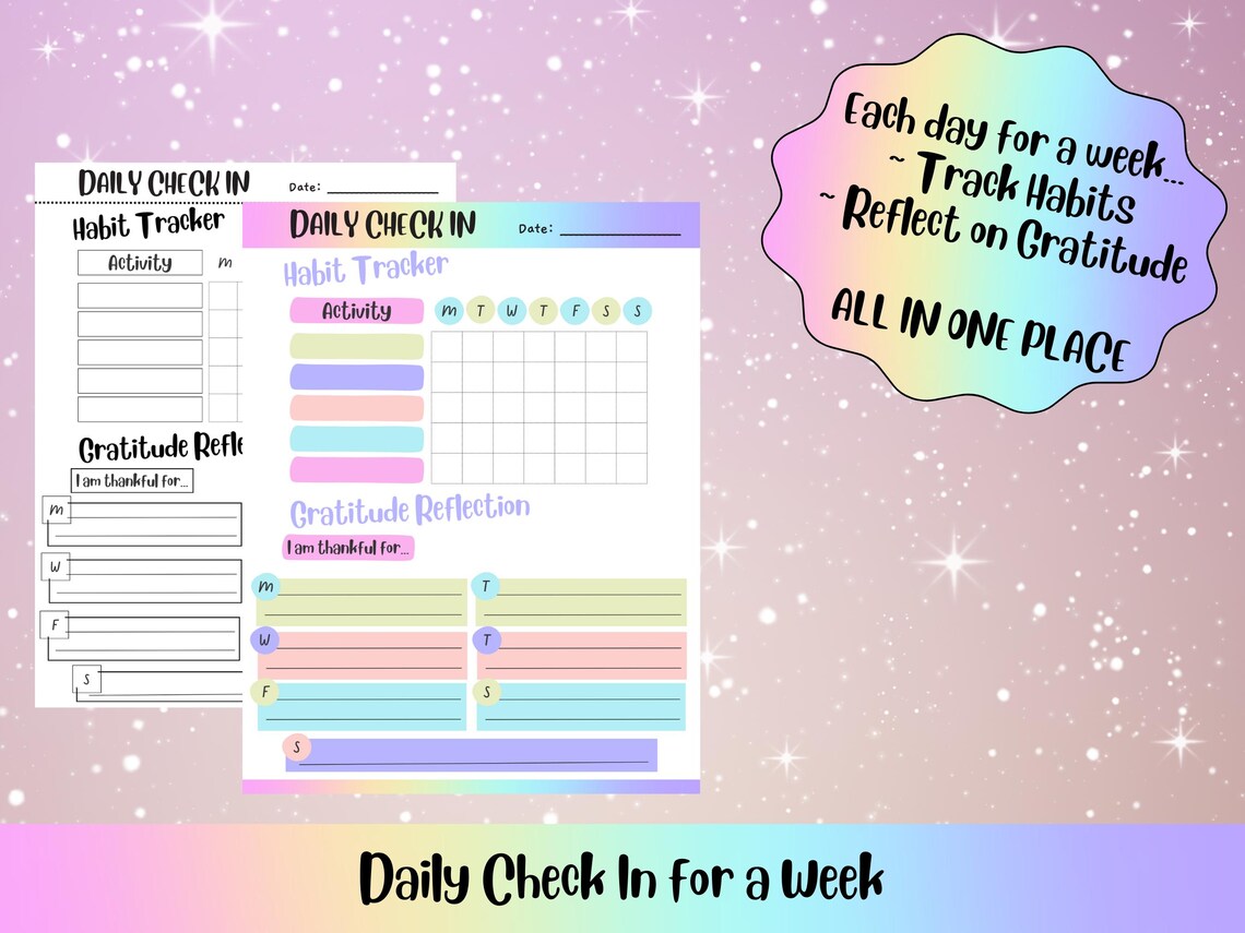 Daily Check in | Habit Tracker | Gratitude Reflection - Etsy