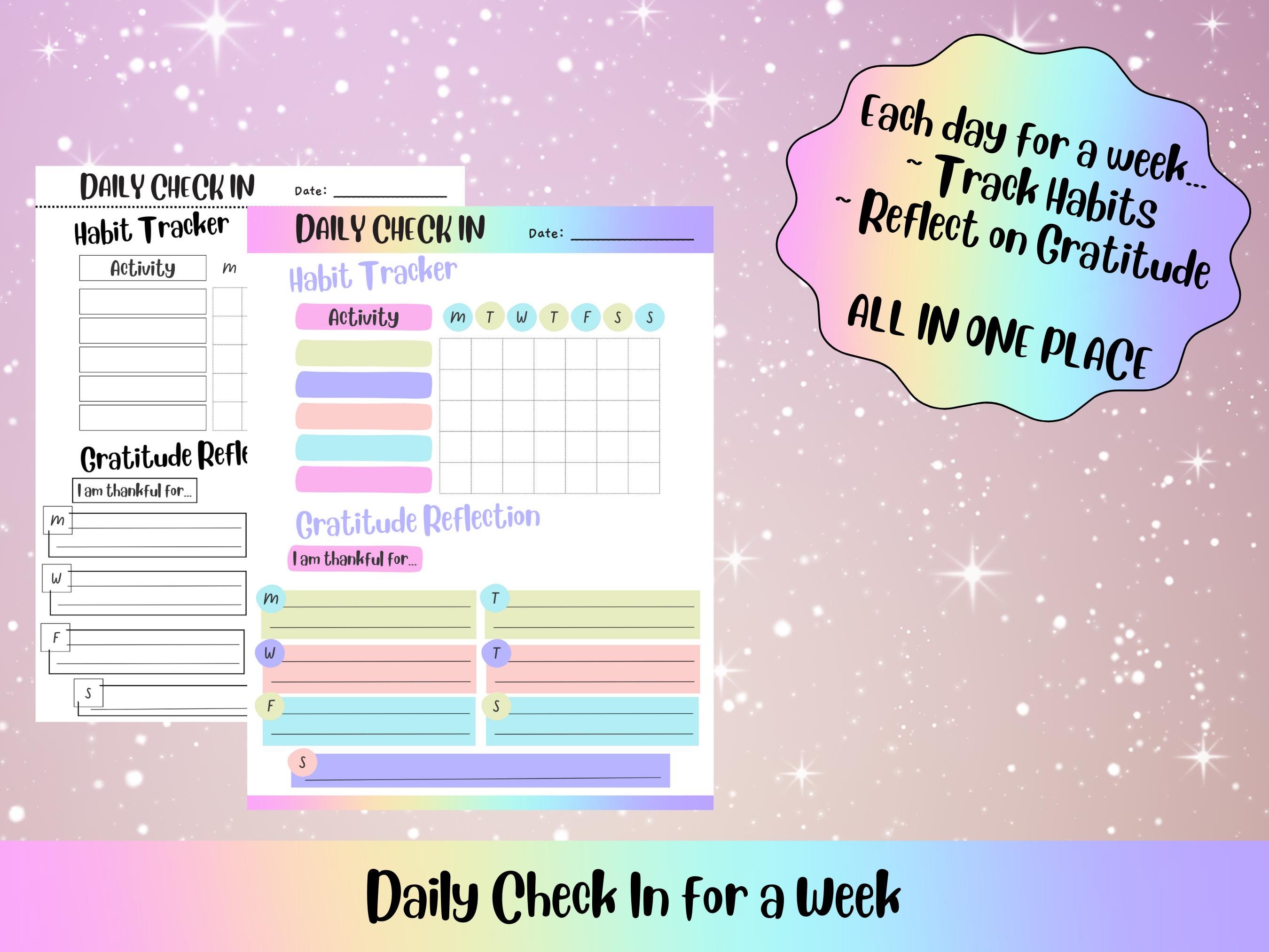 Daily Check in | Habit Tracker | Gratitude Reflection - Etsy