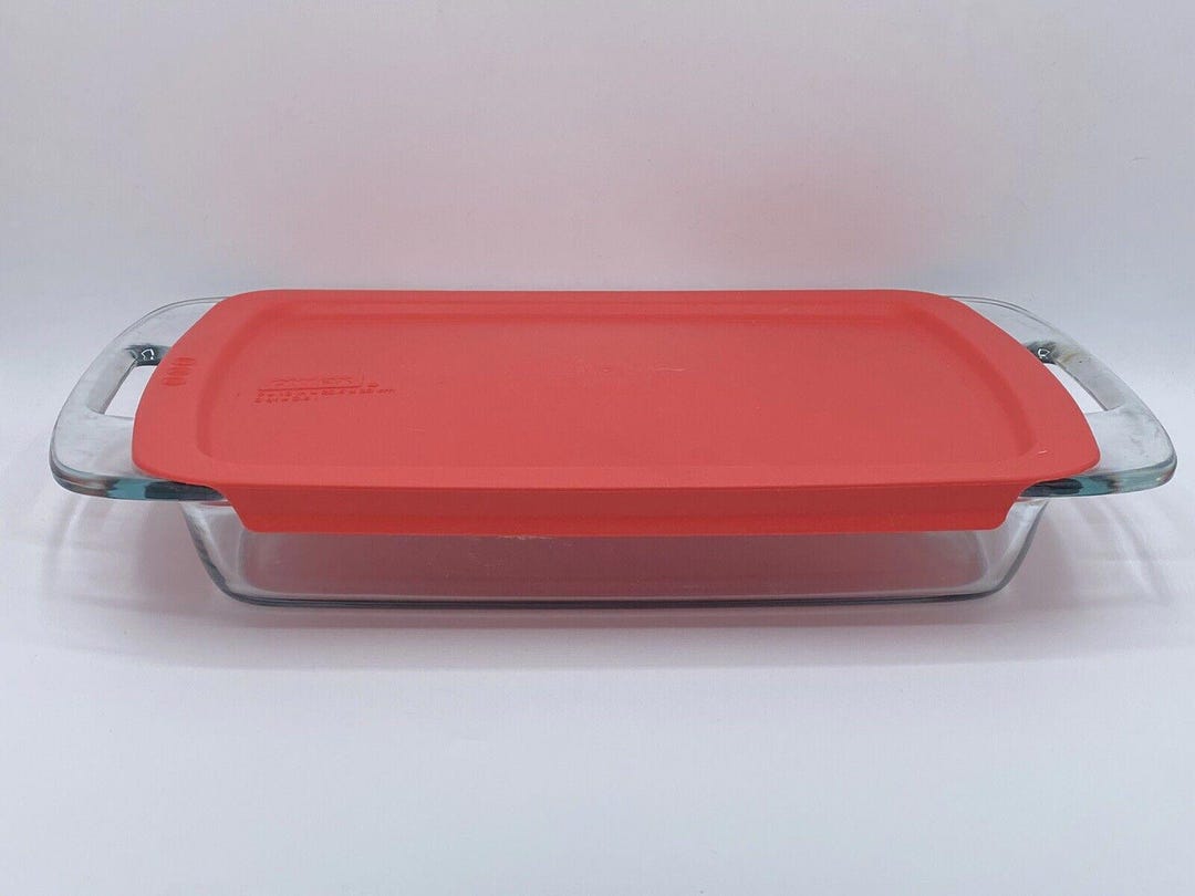 Vintage MCM PYREX Clear Glass Casserole Baking Dish Wide Handles 3 QT ...