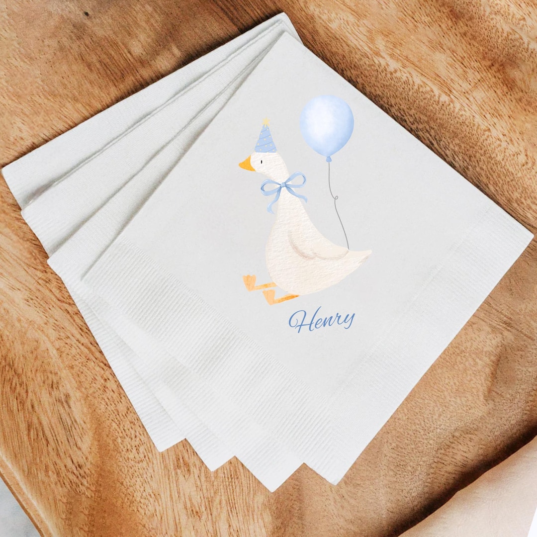 Personalized Baby Name Napkins, Custom Baby Shower Napkins, Goose ...