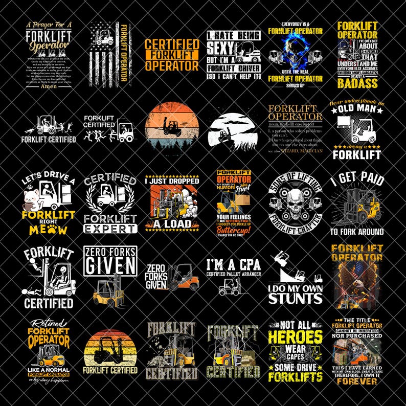 Funny Forklift Operator Retro Bundle PNG, Funny Forklift Operator ...