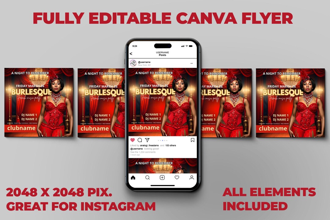 Moulin Rouge Burlesque Party Flyer Printable Vintage Parisian Event ...