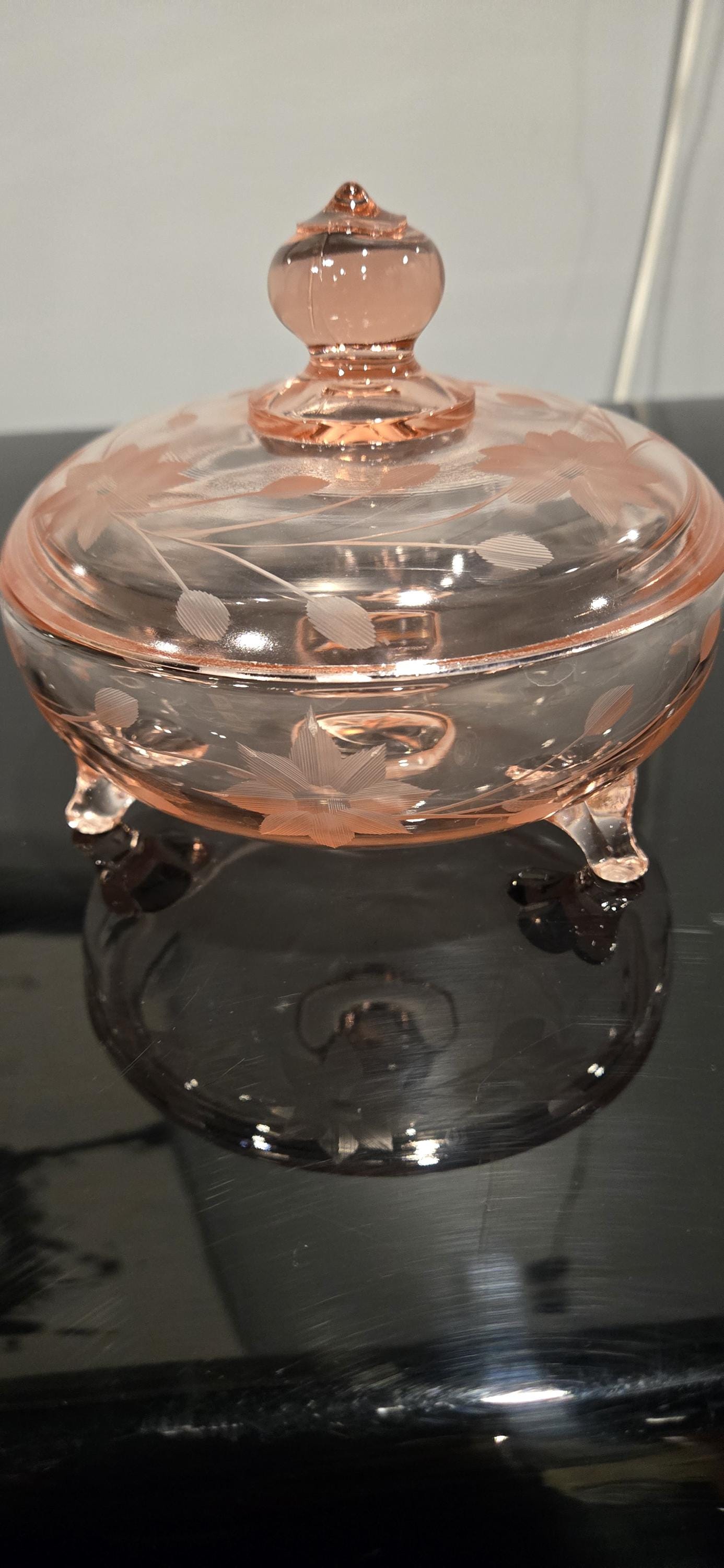 Vintage Pink Depression Glass Candy Dish. - Etsy