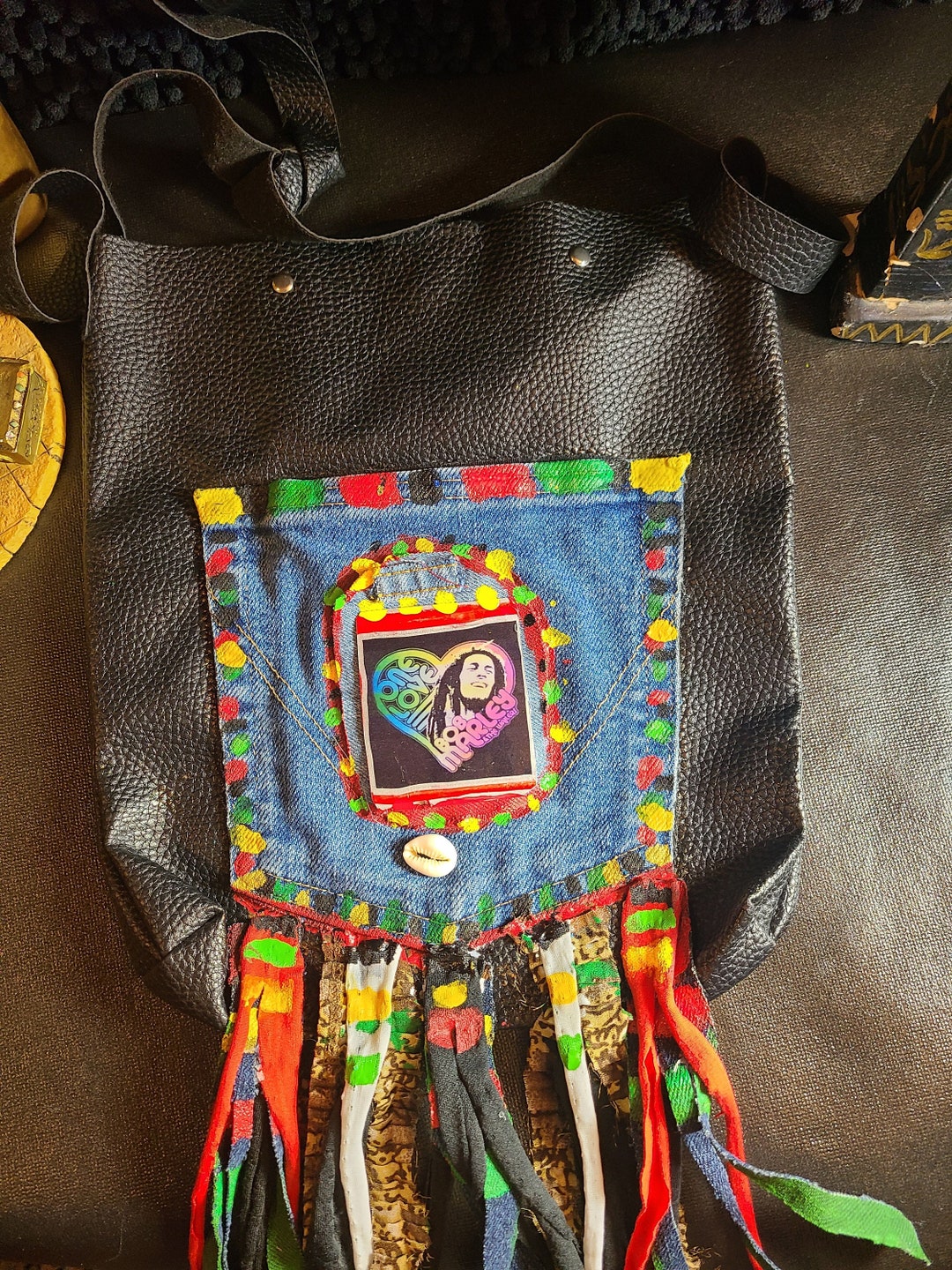 Bob Marley Crossbody Fringes Fabric Bag, Bob Marley Bag /purse Bob ...