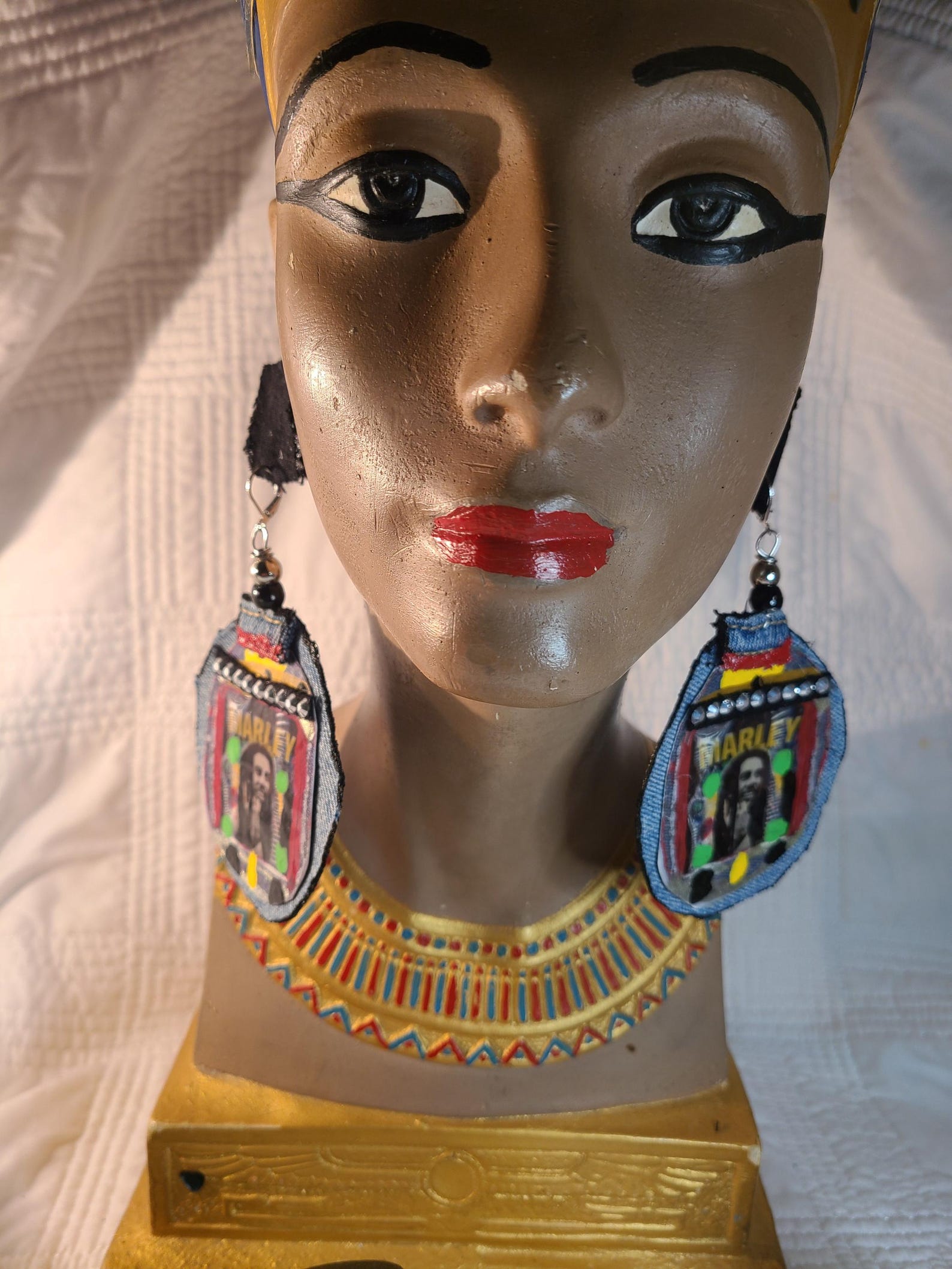 Upcycled Bob Marley Denim Earrings: Upcycled Jean Jewelry With Lucite ...