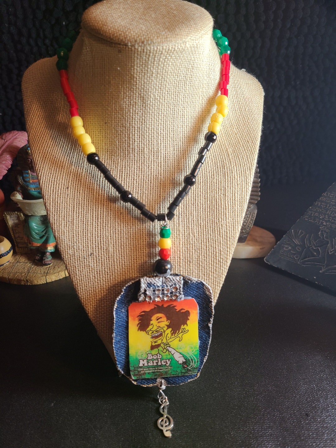 Regaee Music Legend Bob Marley Paper Jewelry Resin Choker/necklace ...