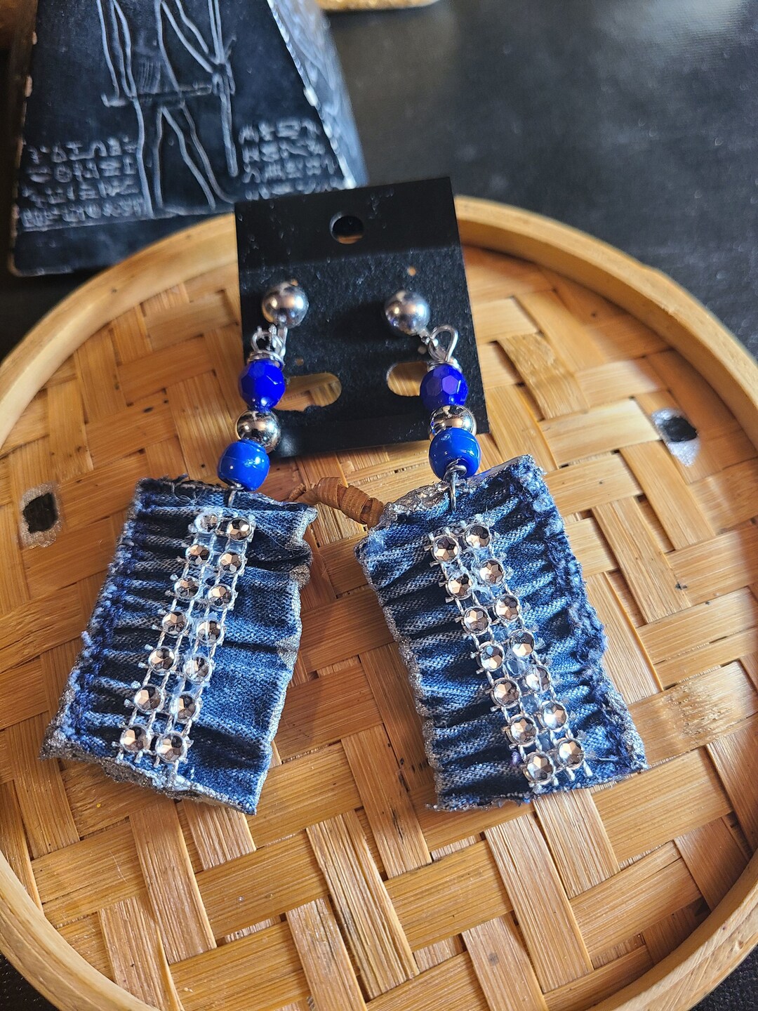 Clip On's Denim Fabric Earrings, Denim Fabric Jewelry, Blue Jeans ...