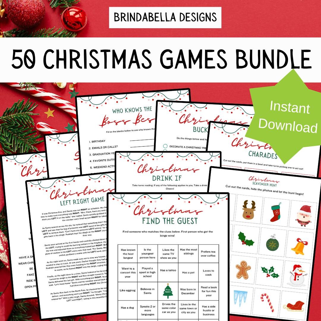 Printable Christmas Games Bundle, Work Christmas Party, Friendmas Games ...
