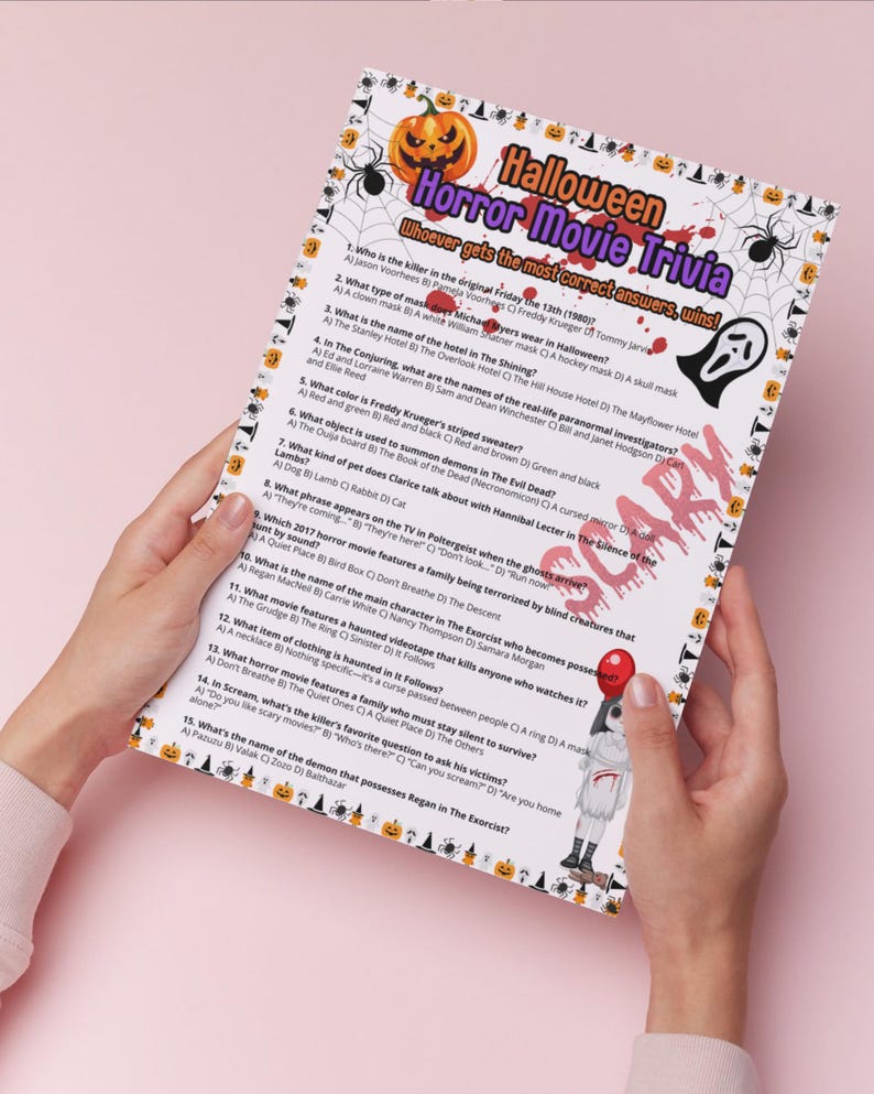 Horror Movie Trivia, Halloween Movie Trivia, Printable Halloween Trivia ...