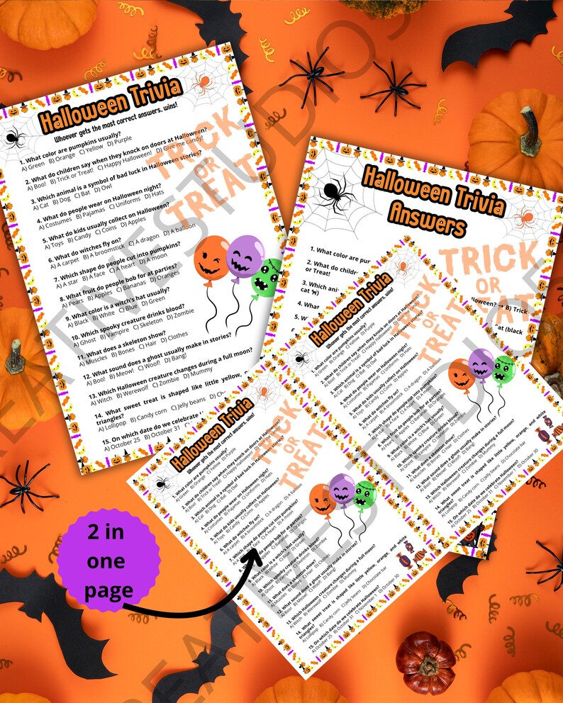 Halloween Trivia Game, Printable Halloween Trivia Quiz for Kids Teens ...