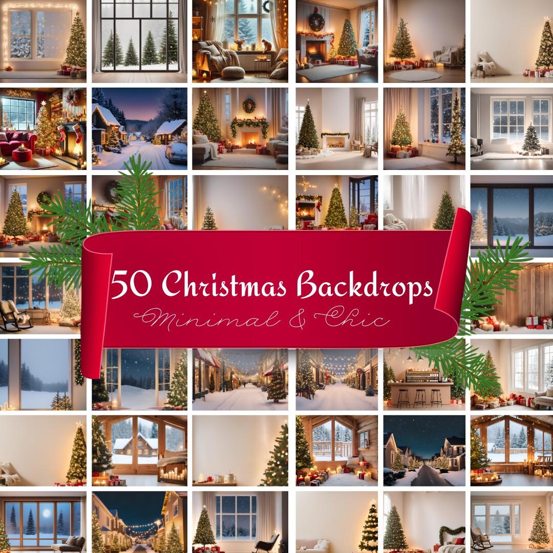 Festive Christmas Digital Backdrops: Holiday Background Bundle (PNG) - Etsy