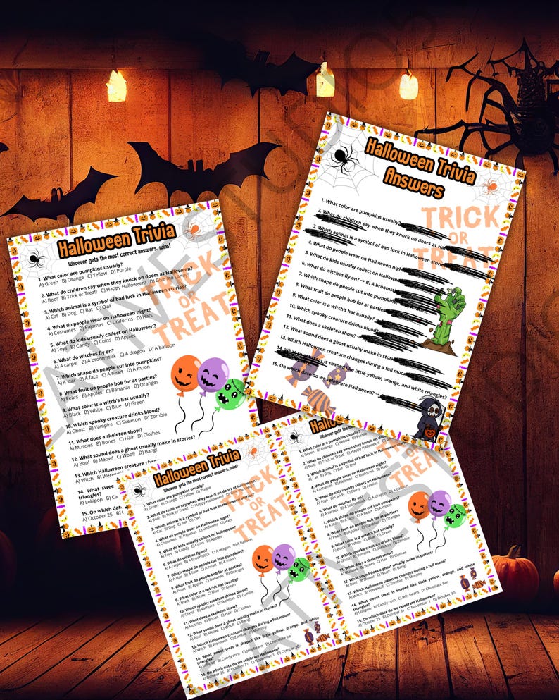 Halloween Trivia Game, Printable Halloween Trivia Quiz for Kids Teens ...
