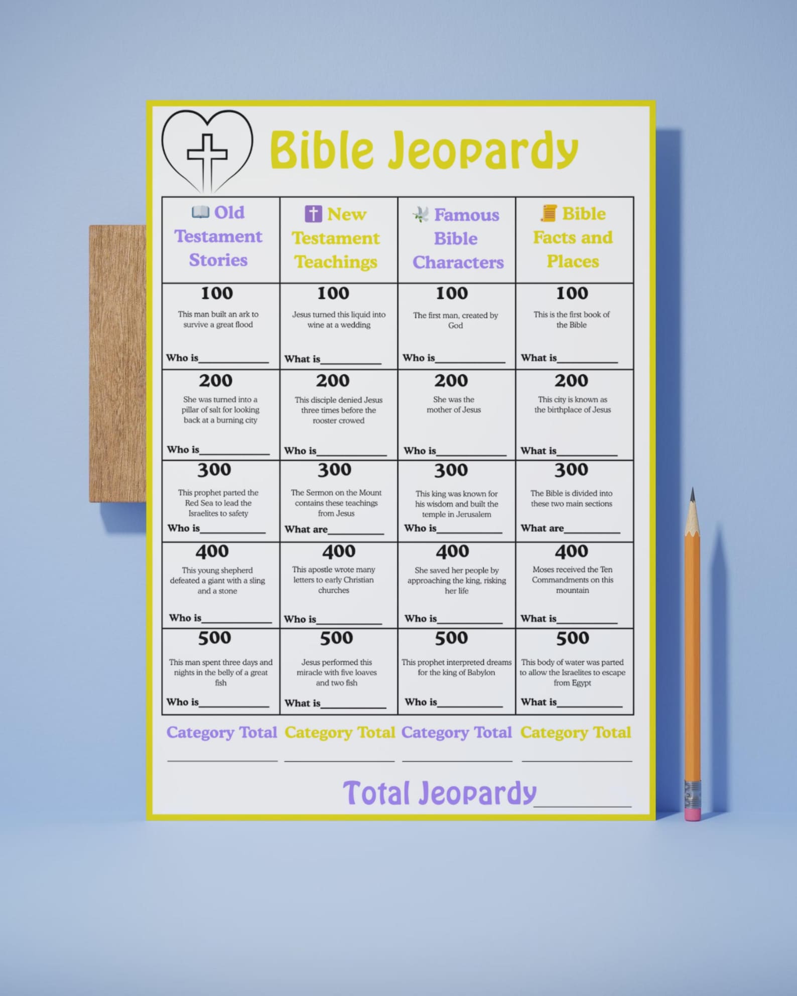 Bible Jeopardy, Bible Games, Bible Trivia Game, Bible Games for Kids ...