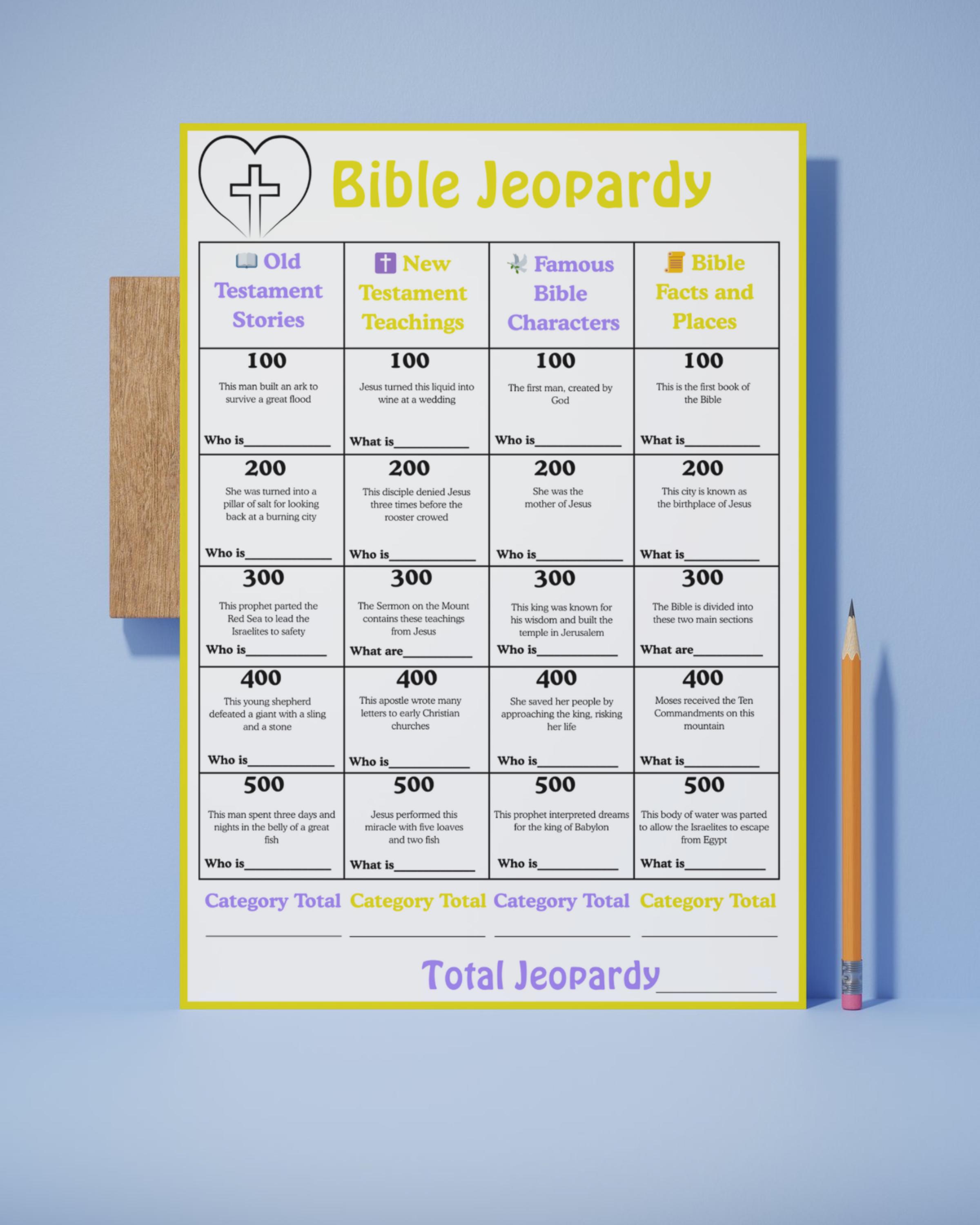 Bible Jeopardy, Bible Games, Bible Trivia Game, Bible Games for Kids ...