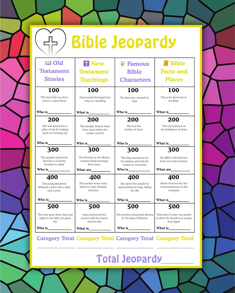 Bible Jeopardy, Bible Games, Bible Trivia Game, Bible Games for Kids ...