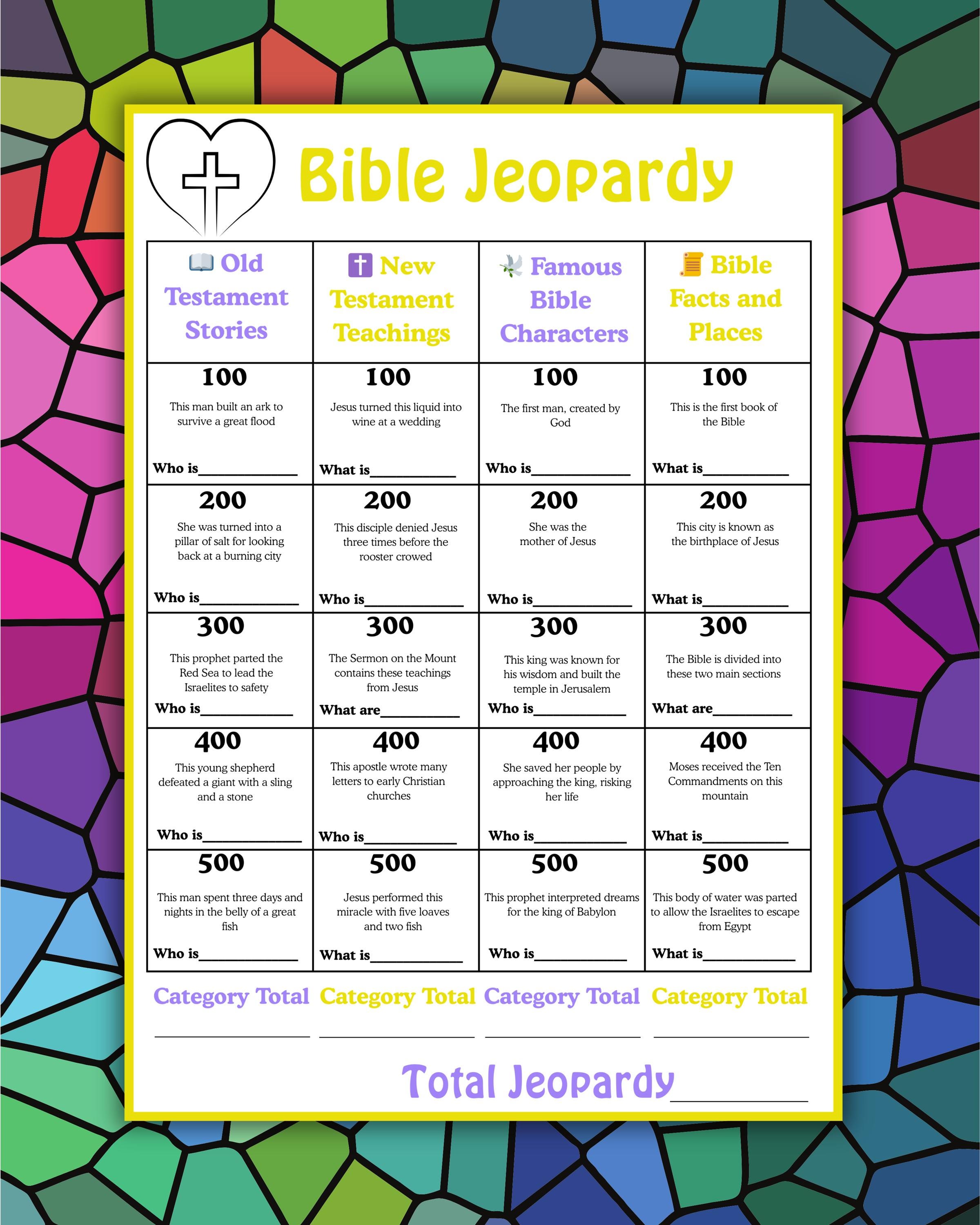 Bible Jeopardy, Bible Games, Bible Trivia Game, Bible Games for Kids ...