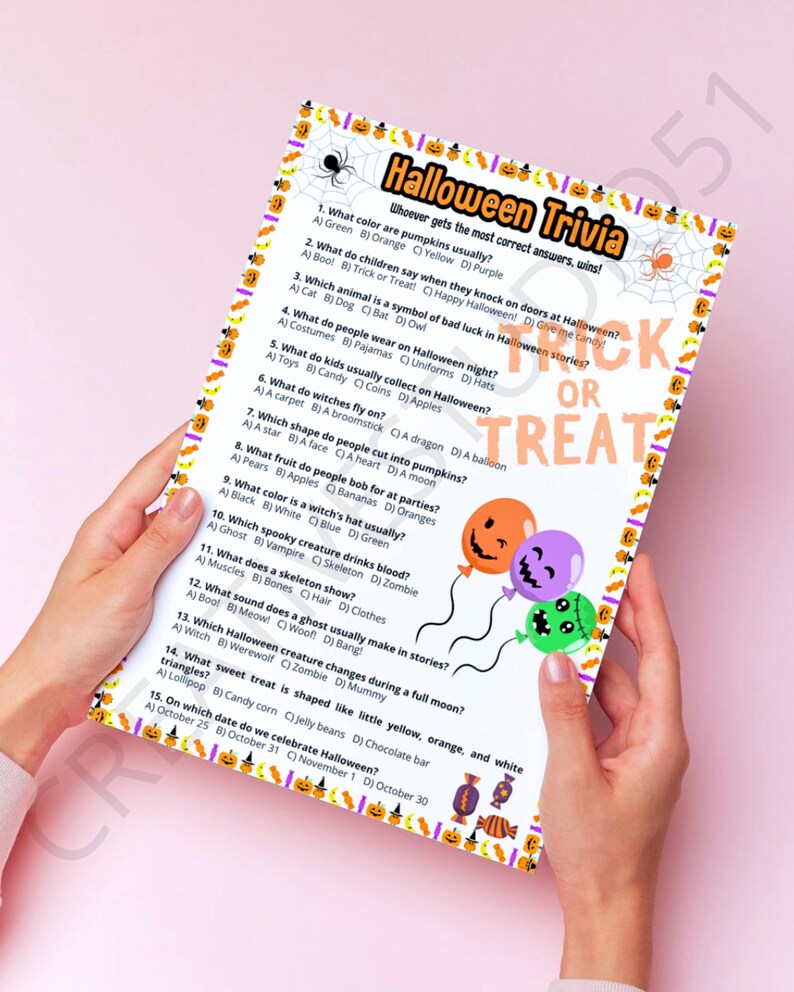 Halloween Trivia Game, Printable Halloween Trivia Quiz for Kids Teens ...