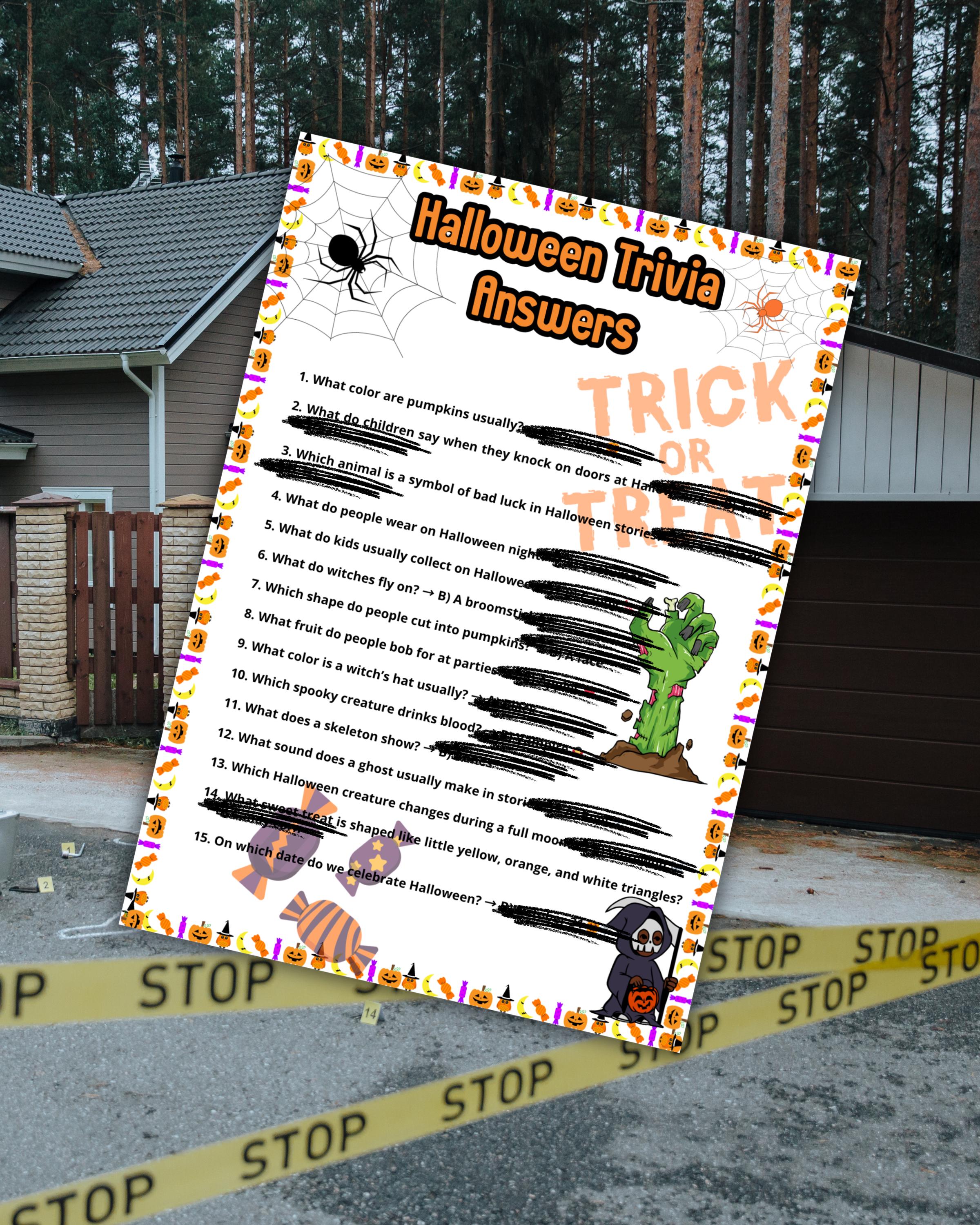 Halloween Trivia Game, Printable Halloween Trivia Quiz for Kids Teens ...