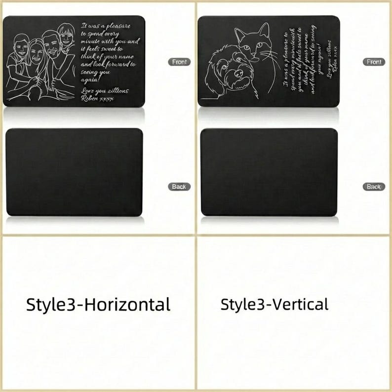 Personalized Family Line Art Wallet Card Custom Children Portrait Metal ...
