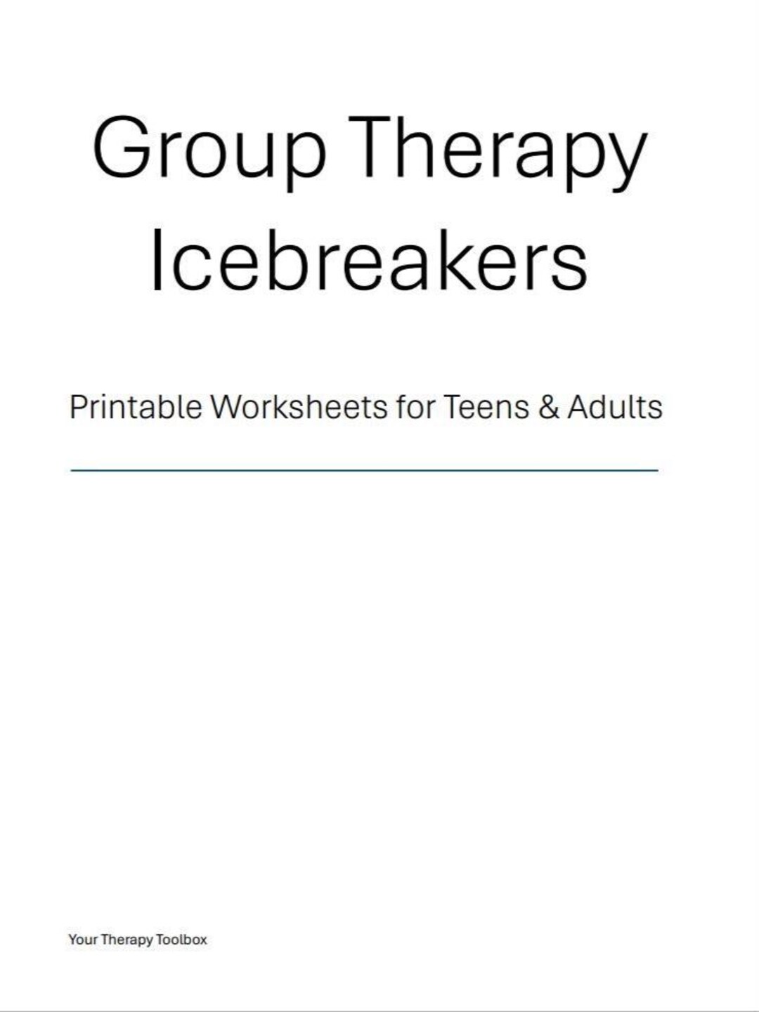 Group Therapy Icebreakers - Printable Worksheets - Etsy