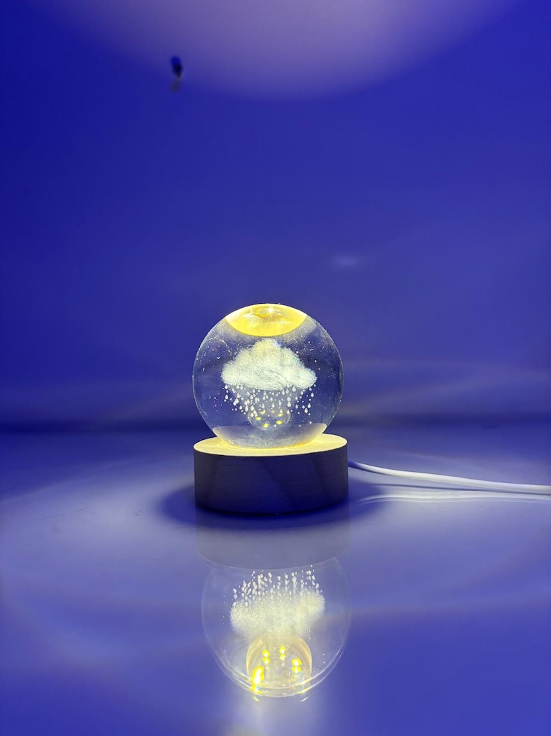 Rain Cloud Night Light, Rain Cloud Snow Globe, 3d Printed Lamp, Desk ...