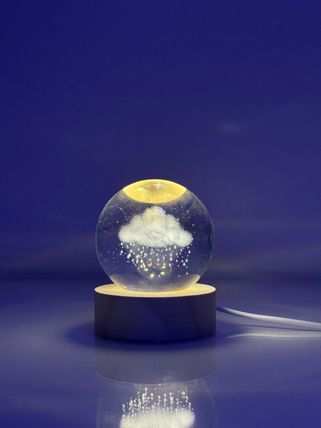 Rain Cloud Night Light, Rain Cloud Snow Globe, 3d Printed Lamp, Desk ...