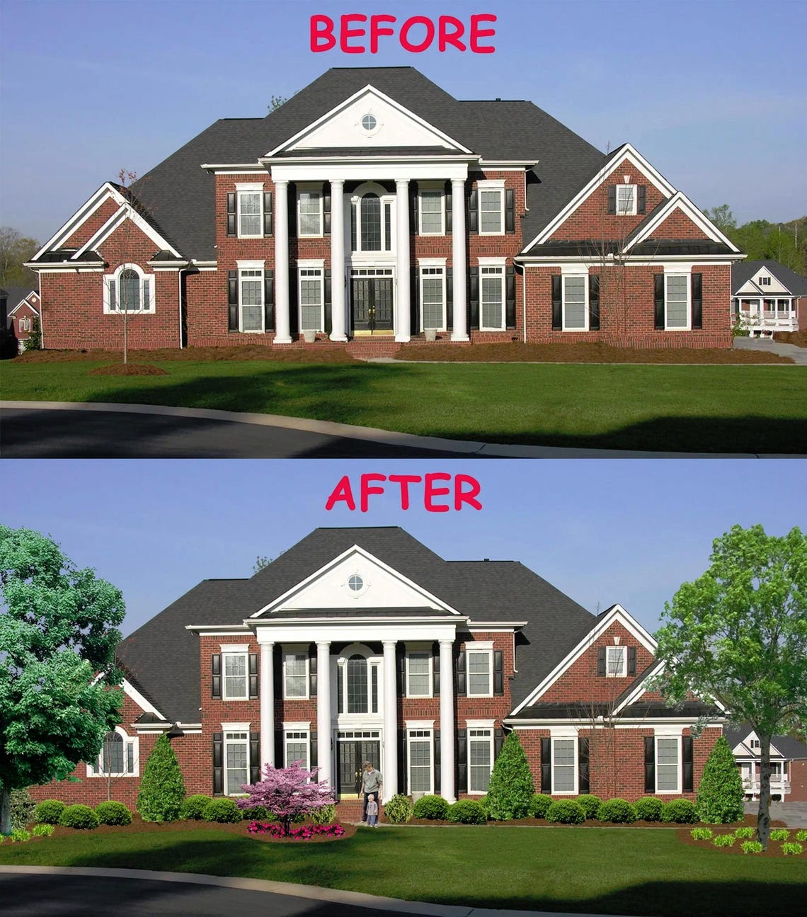 Custom Front Yard Landscape Design Digital Before & After for Your Home ...