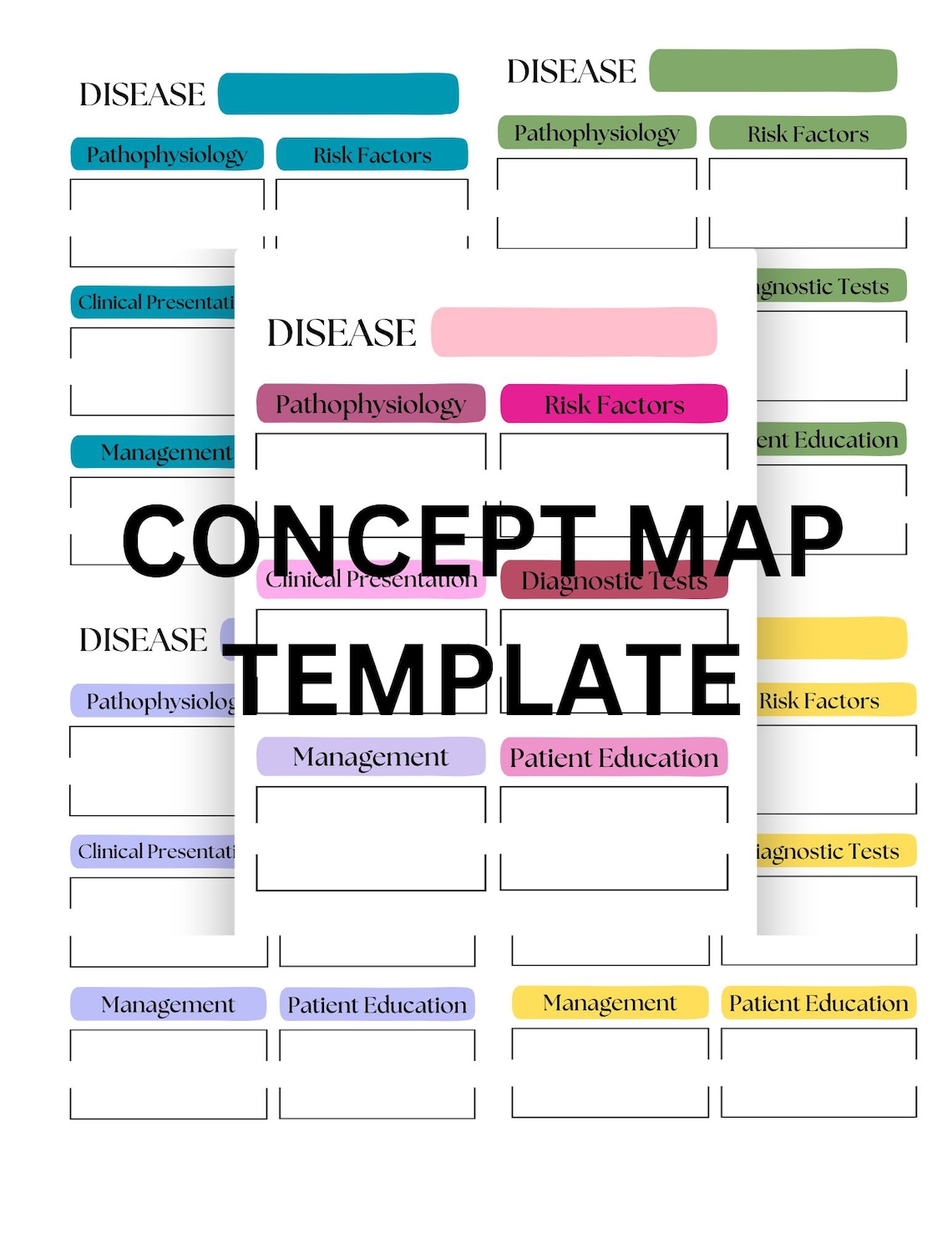 Printable Nursing Student Concept Map Template - Etsy