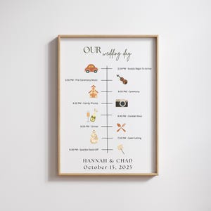 Custom Wedding Timeline Sign With Illustrations, Order of Events ...