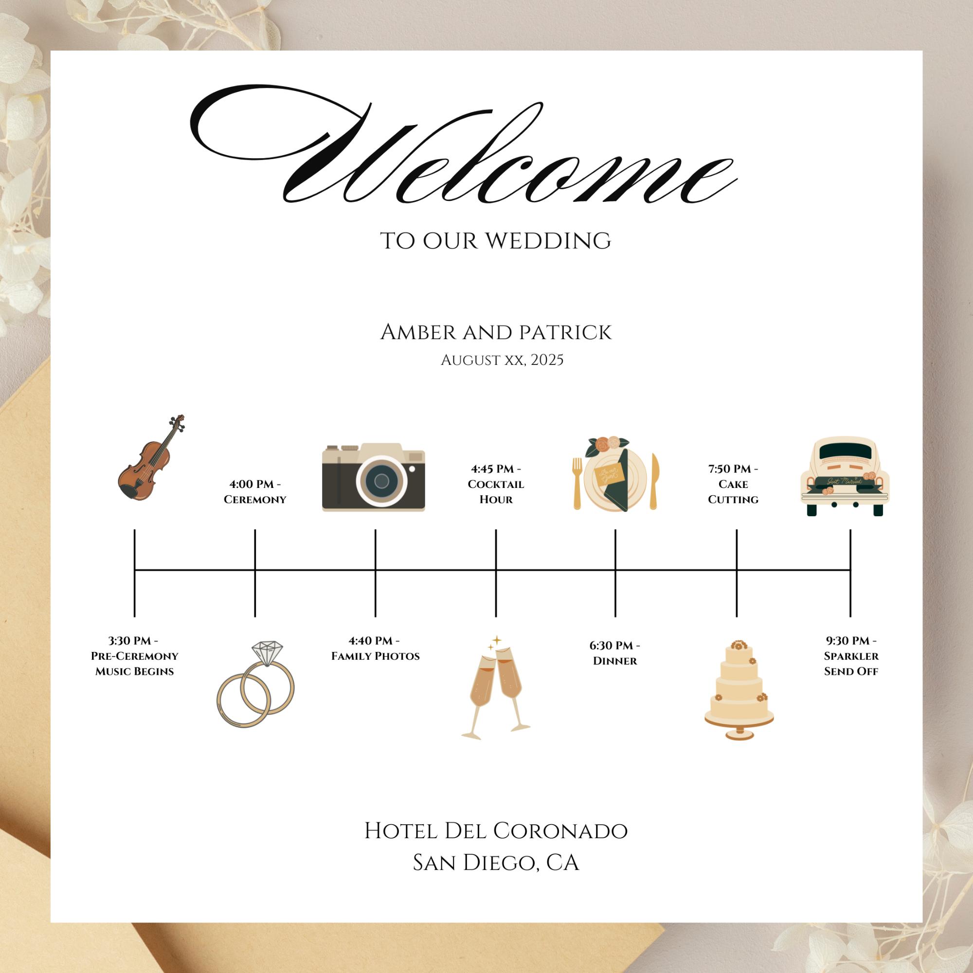 Wedding Timeline Sign, Timeline Sign, Timeline, Wedding Sign, Custom ...