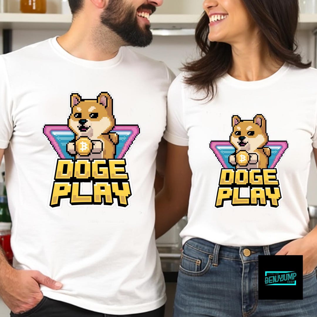 Doge Play Retro Arcade Logo , Pixel Shiba Inu Dogecoin Gaming Design ...