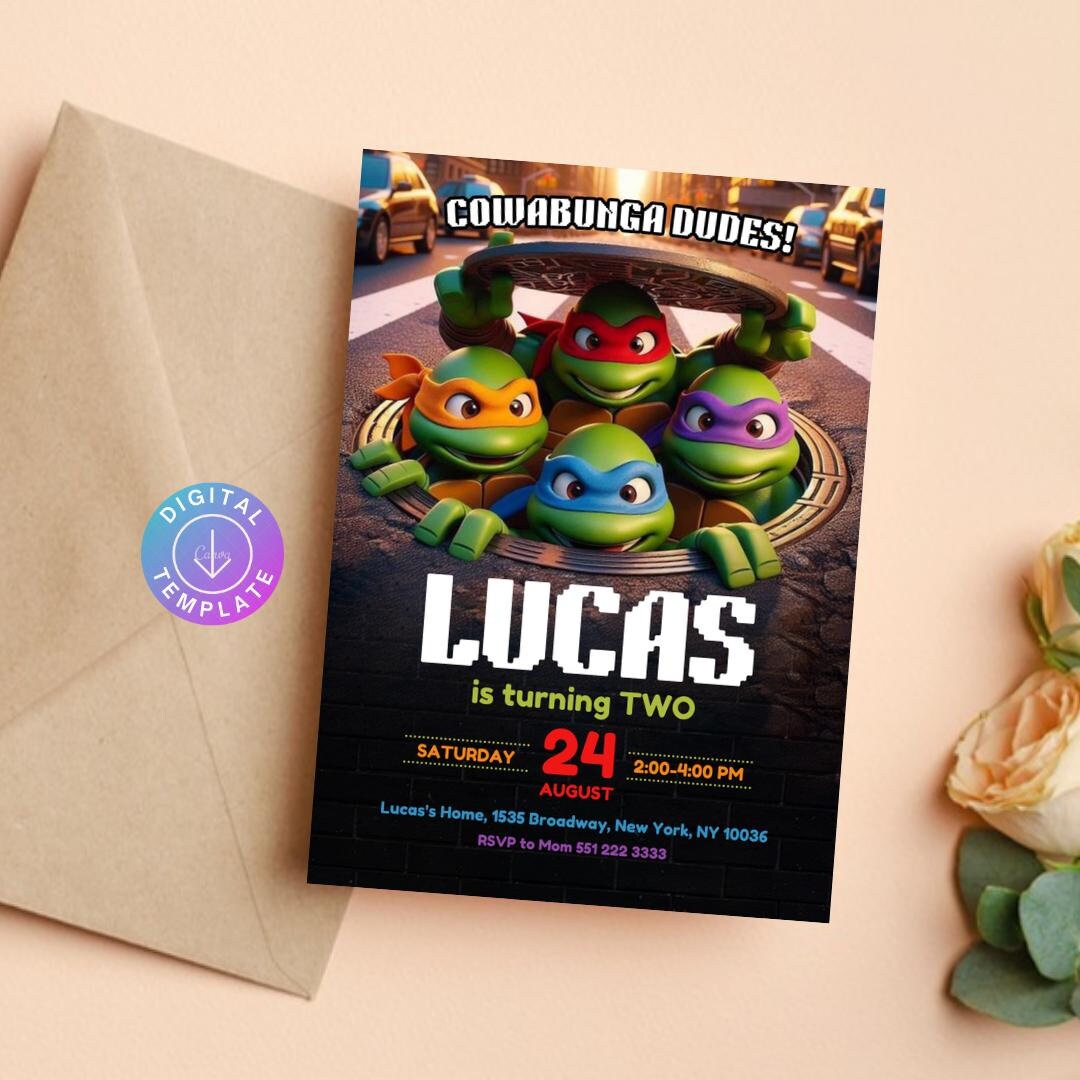 Editable Ninja Turtle Birthday Invitation Printable Ninja Invite ...