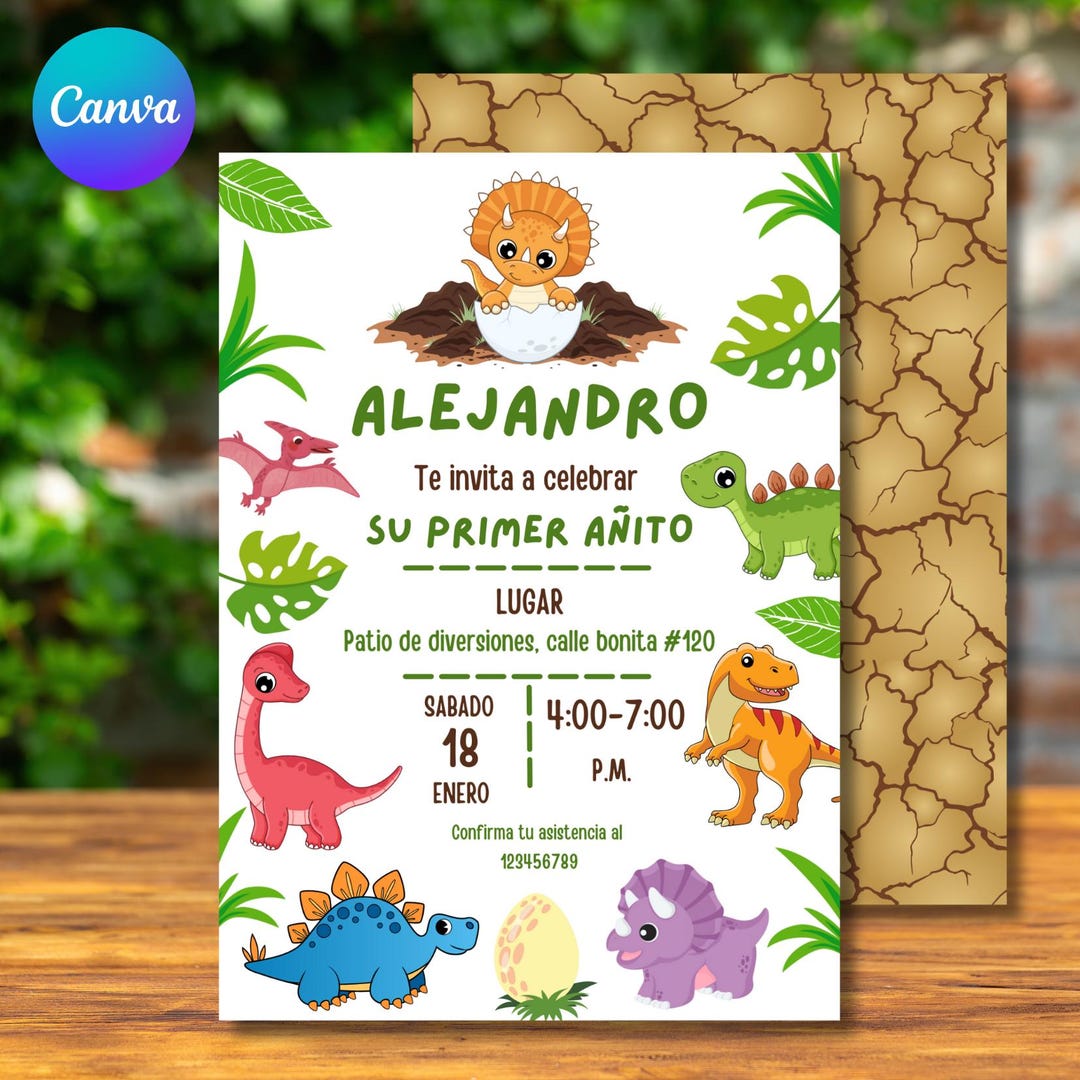 Invitacion De Dinosaurio, Cumpleaños De Dinosaurio, Fiesta De ...