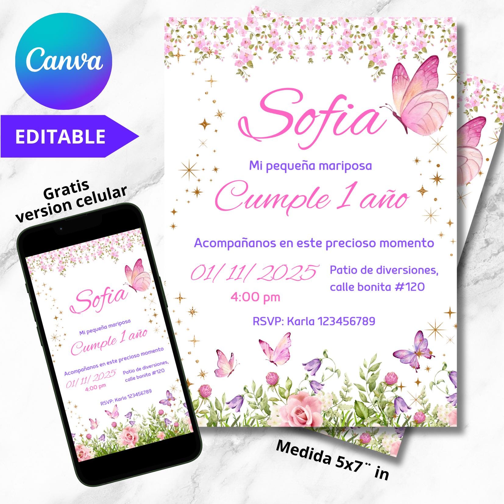 Invitacion De Mariposa, Invitacion De Cumpleaños Mariposa, Plantilla ...