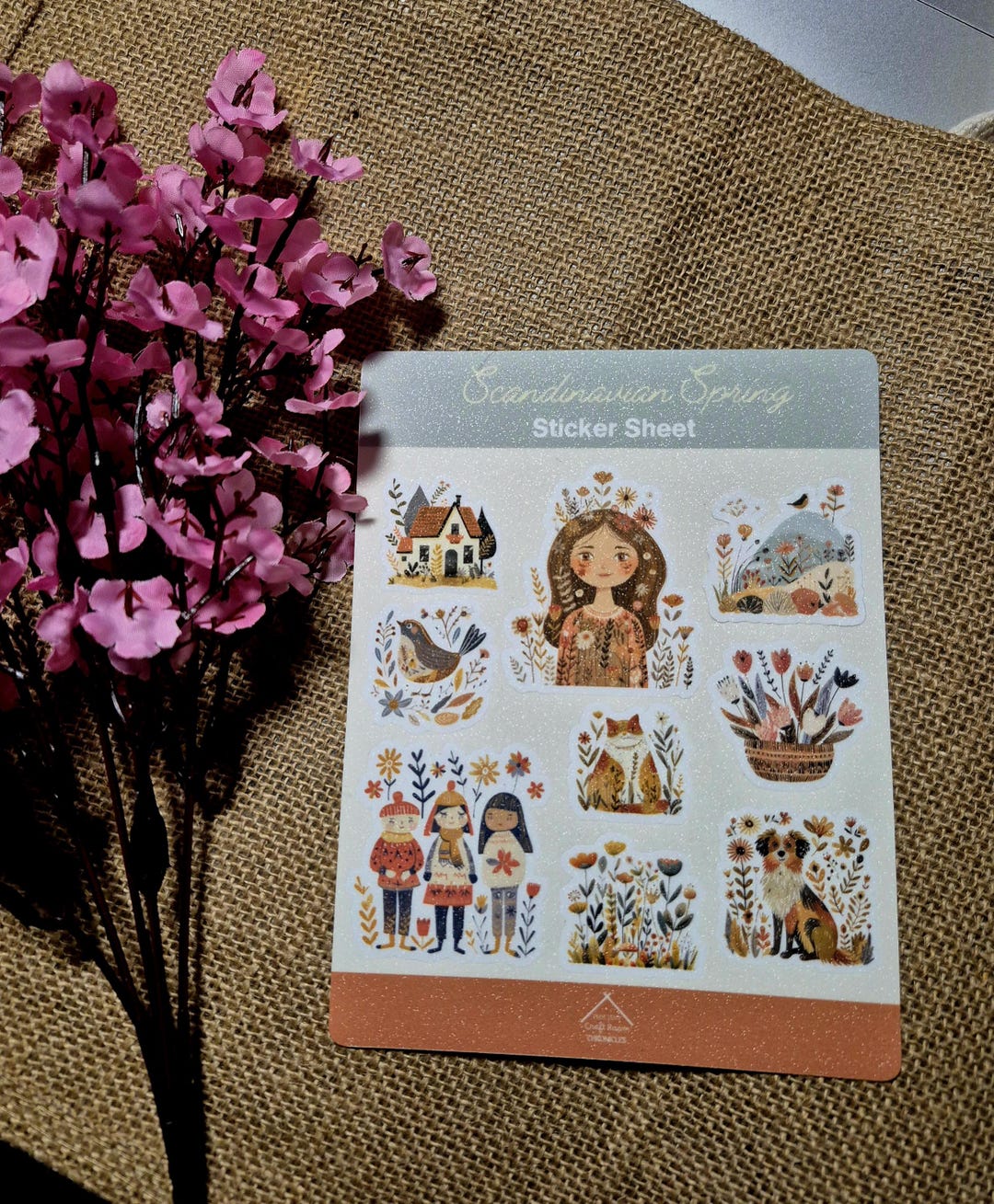 A5 Size Sticker Glitter Scandinavian Spring Designed Sticker Sheet ...