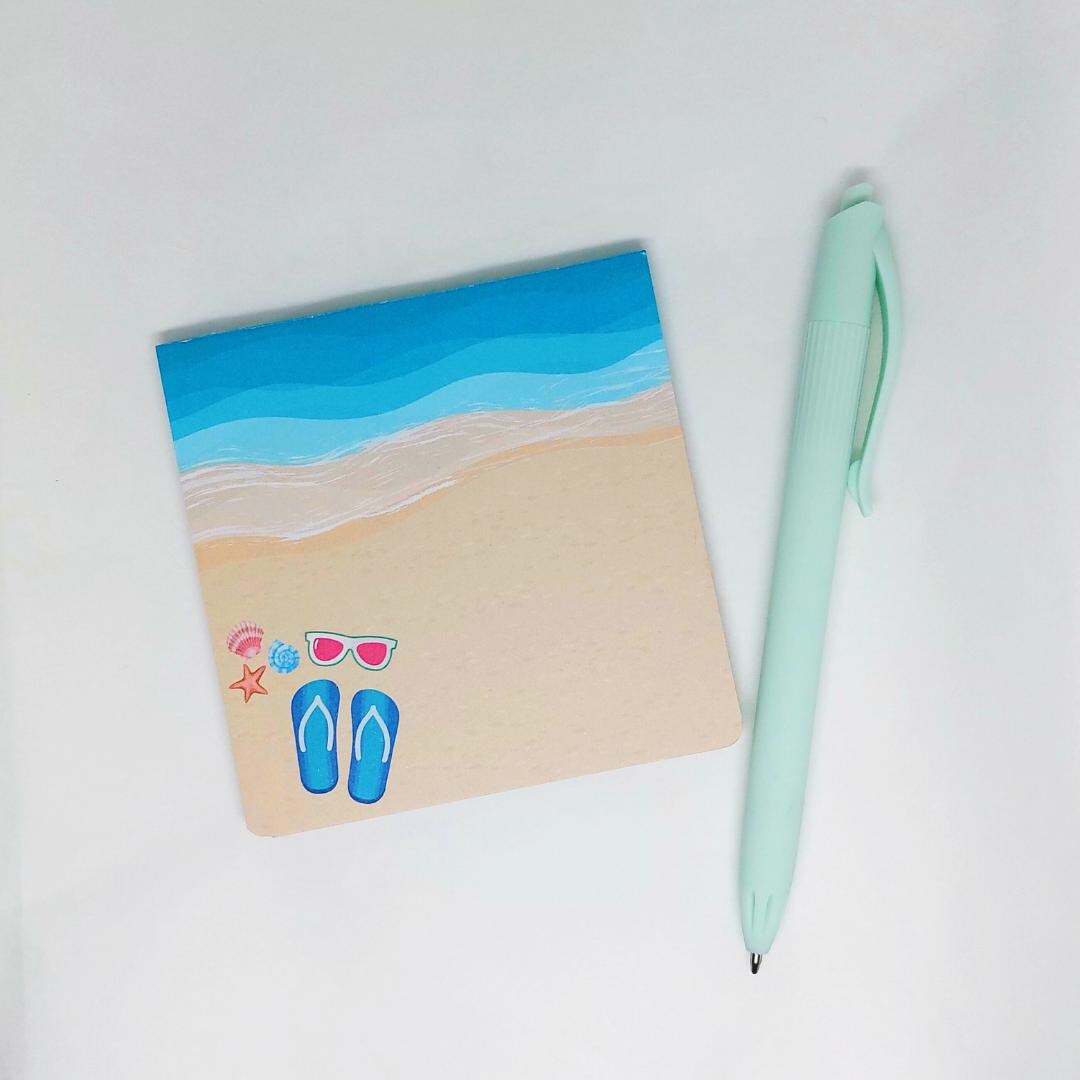 Cute and Fun Beach Design Notepad | Blue Squre Notepad | Summer ...