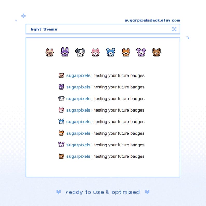 Pixel Art Twitch Badges | Kawaii Animal Sub Badges | Bunny Cat Dog Fox ...