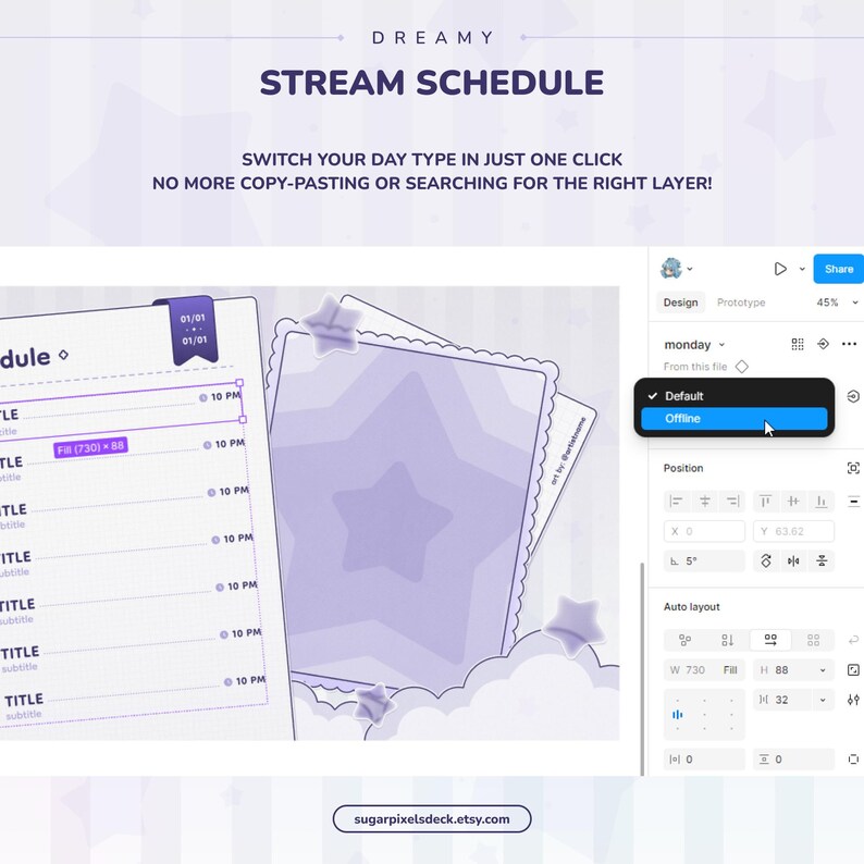 Cute Dreamy Violet Stream Schedule Template | for Twitch Youtube ...