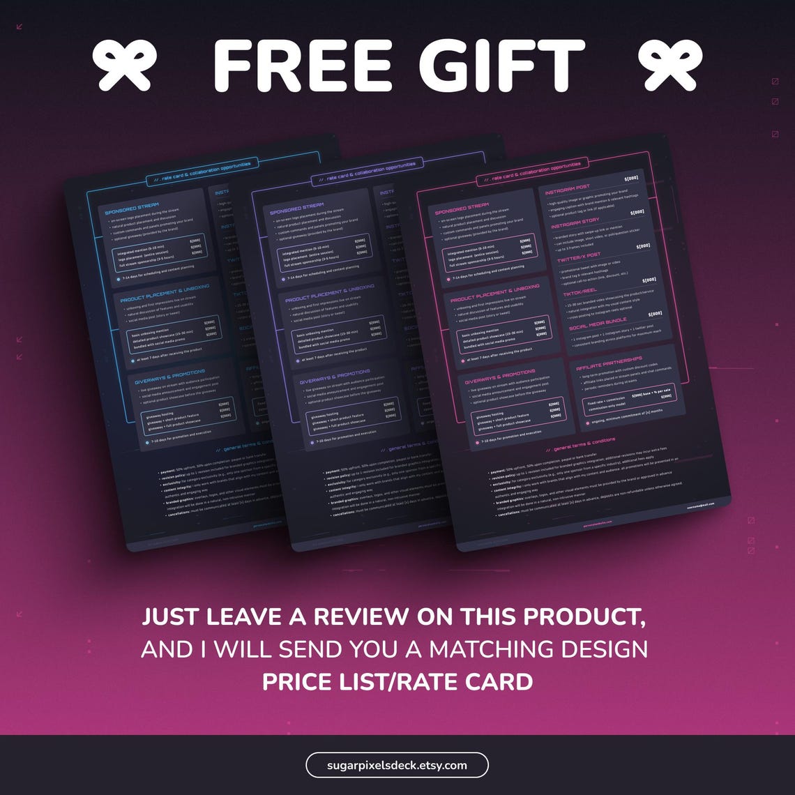 One Page Futuristic Neon Cyber Media Kit Template | Branding for Twitch ...