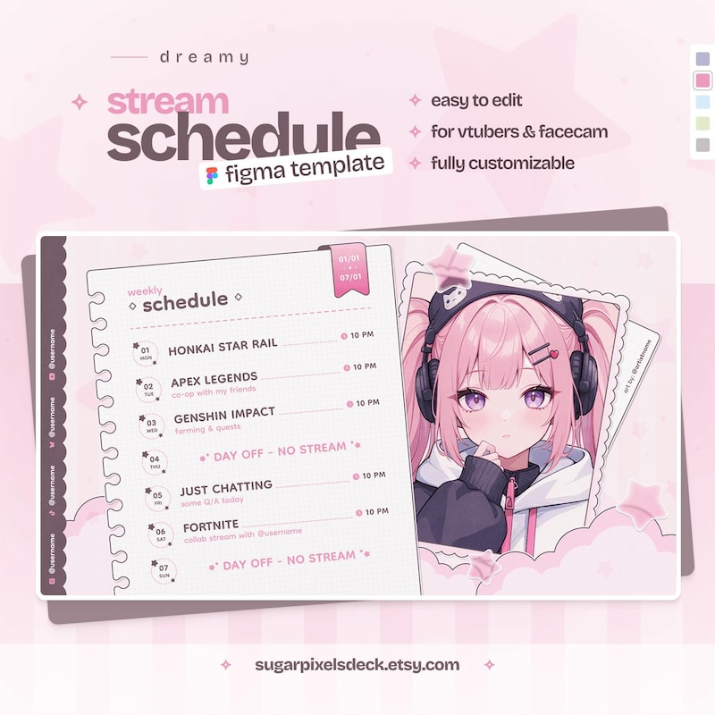Vtuber Schedule Templates - Etsy