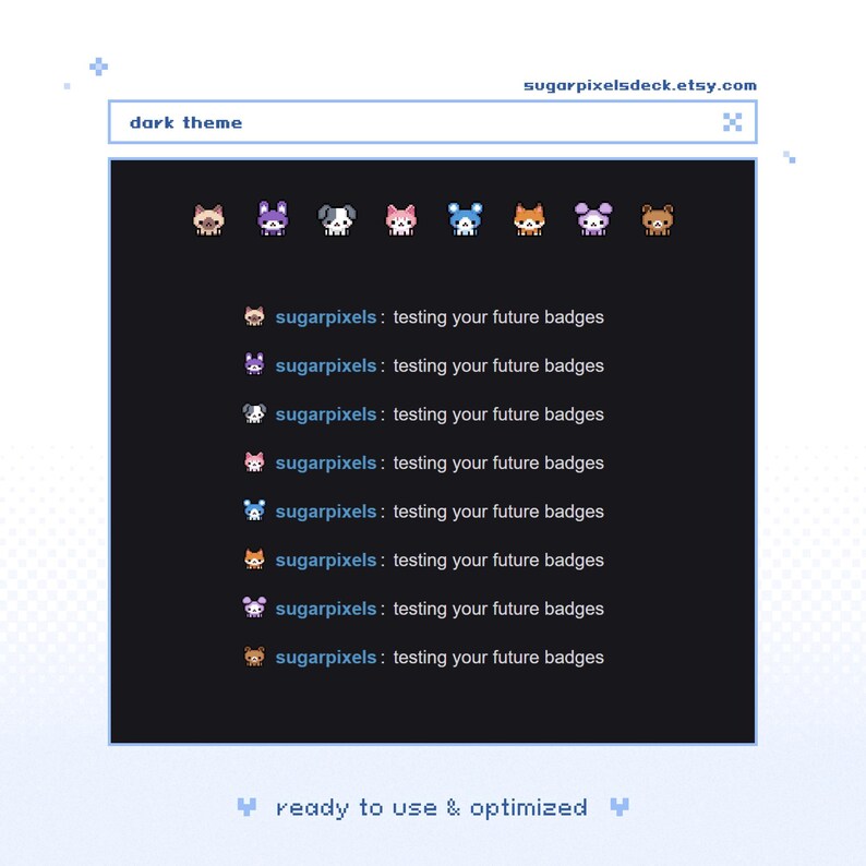 Pixel Art Twitch Badges | Kawaii Animal Sub Badges | Bunny Cat Dog Fox ...