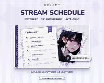 Cute and Cozy Lavender Weekly Stream Schedule Template | Editable ...