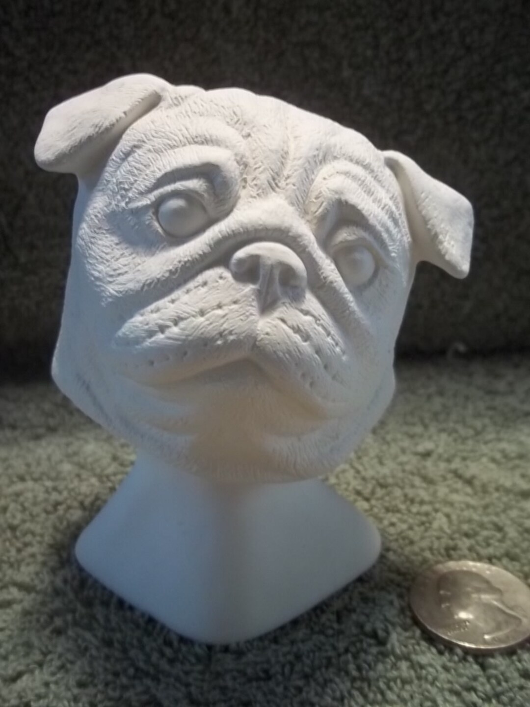 Pug Bust in Ceramic Bisque Ready to Paint Pugs - Etsy