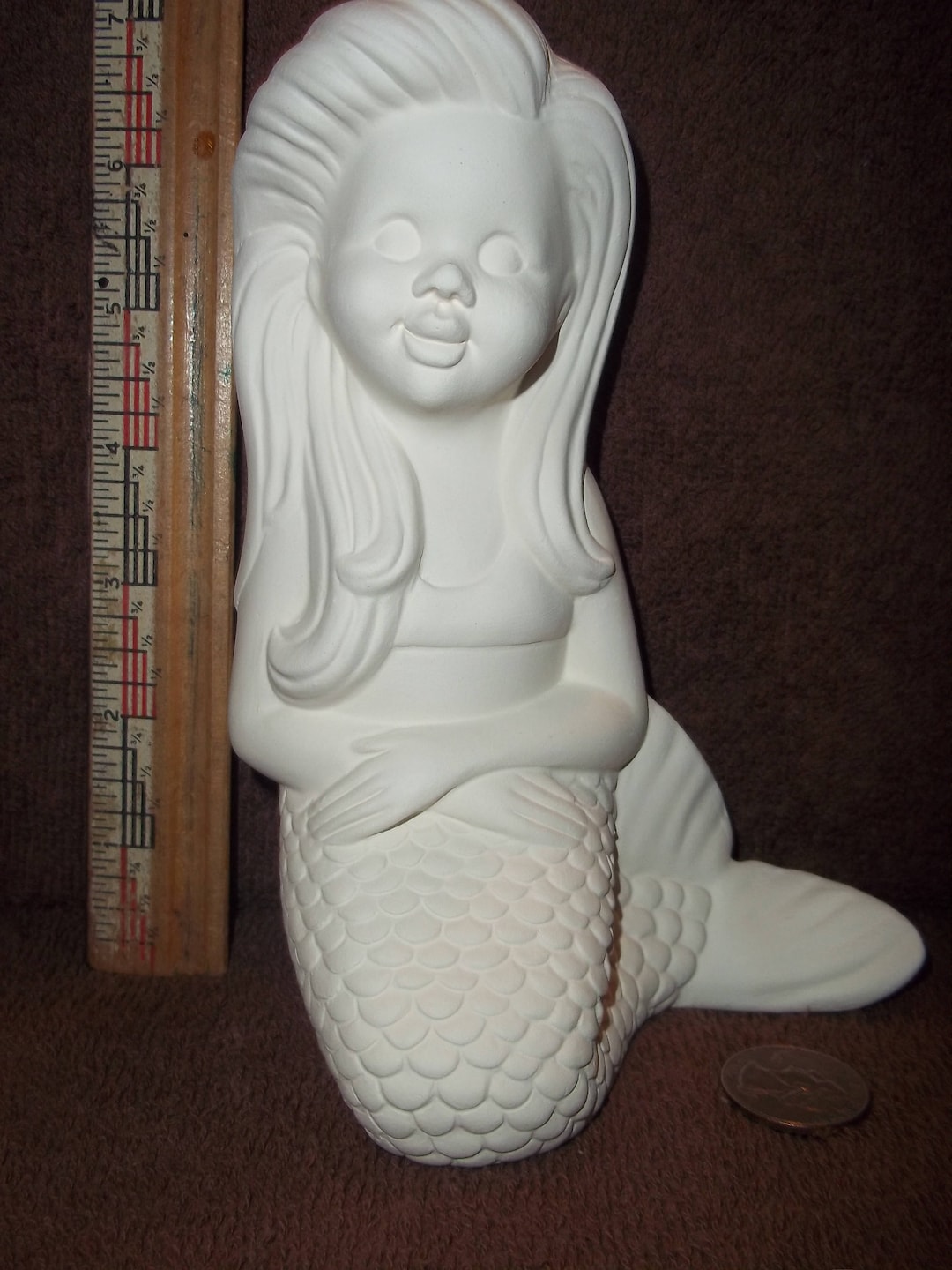 Pretty Little Mermaid Girl in Ceramic Bisque Ready to Be Painted ...
