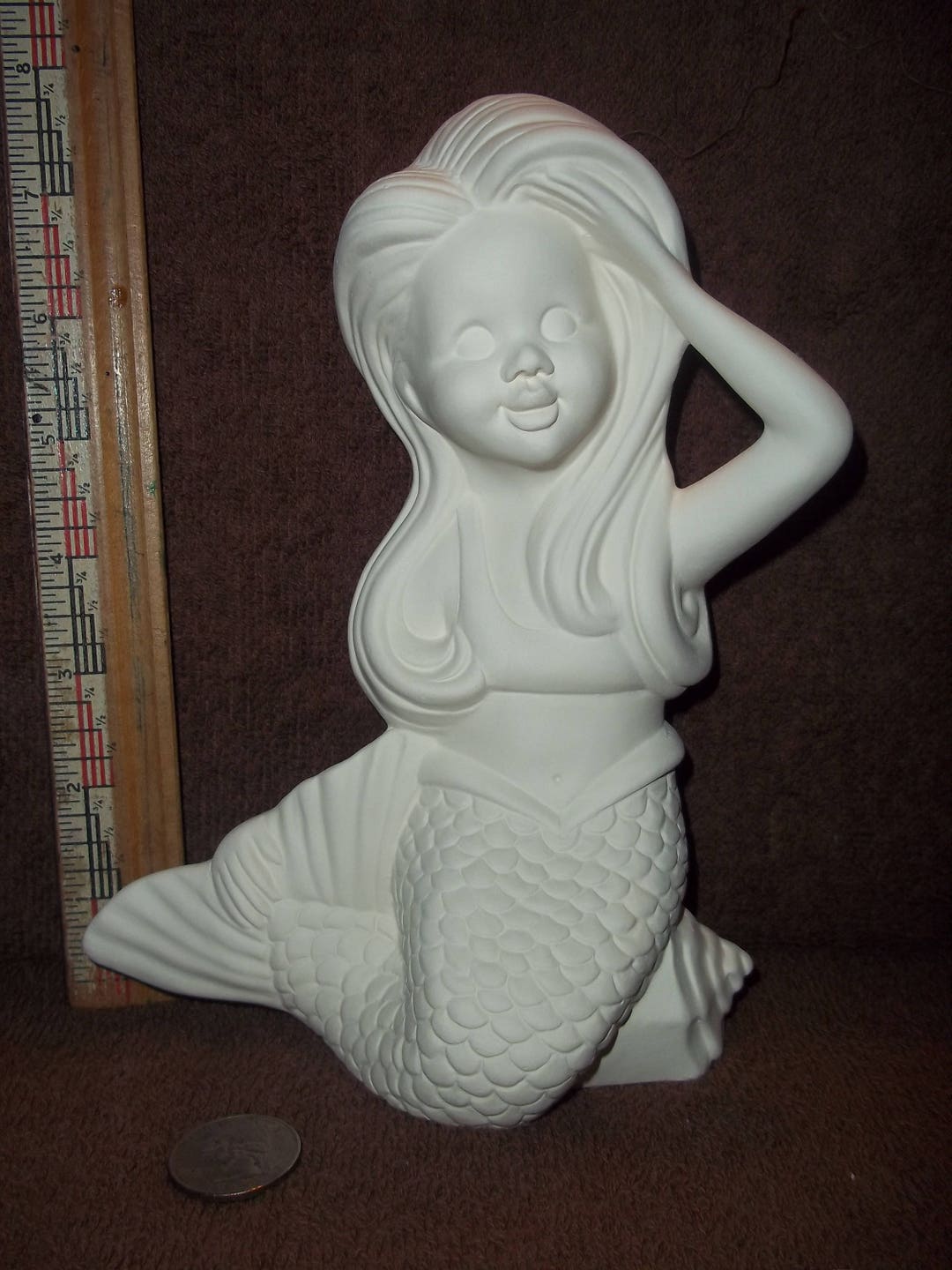 Pretty Little Mermaid Girl in Ceramic Bisque Ready to Be Painted ...
