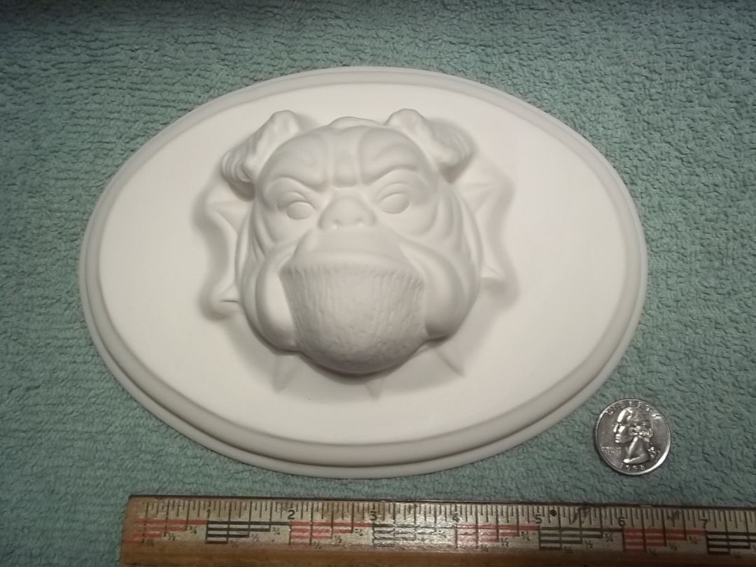 English Bulldog Wall Plaque With a Spiked Collar in Ceramic Bisque ...
