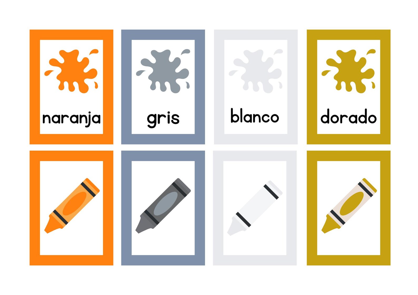 Spanish Color Flashcards for Kids | Educational Printable Cards | Paint ...