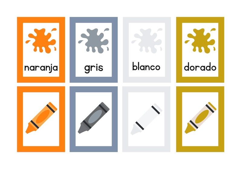Spanish Color Flashcards for Kids | Educational Printable Cards | Paint ...