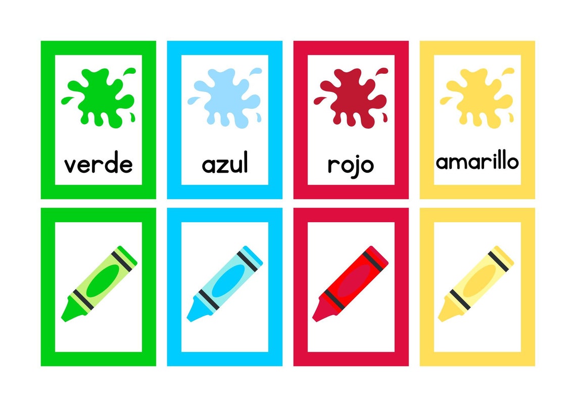 Spanish Color Flashcards for Kids | Educational Printable Cards | Paint ...