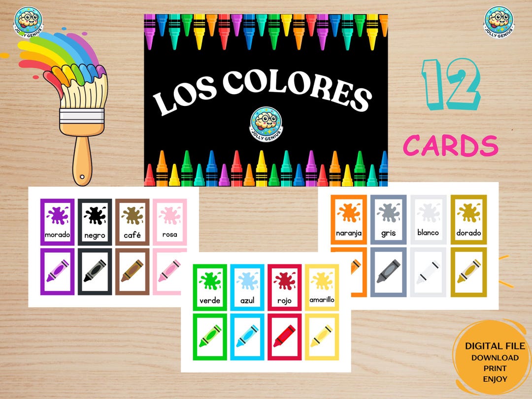 Spanish Color Flashcards for Kids | Educational Printable Cards | Paint ...